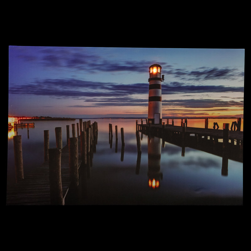 Northlight Seasonal LED Lighted Coastal Sunset Lighthouse Scene Canvas ...