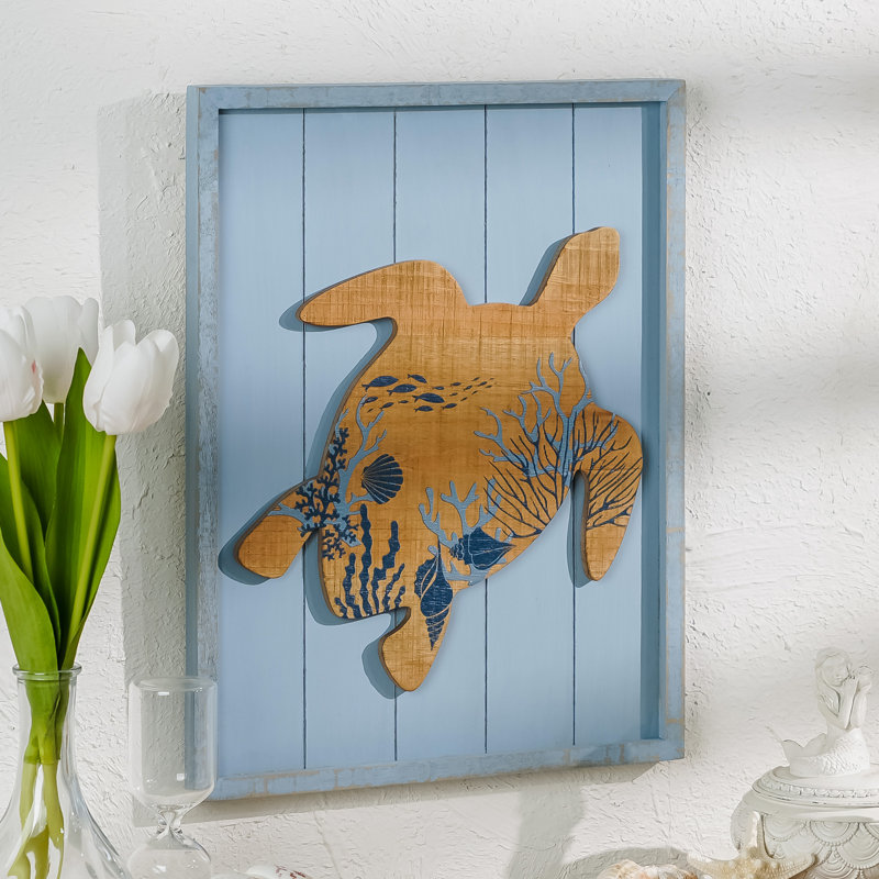 Beachcrest Home™ Rustic Sea Turtle Wood Wall Decor | Wayfair