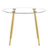 Latitude Run® 40 - Inch Round Clear Glass Dining Table With Golden ...