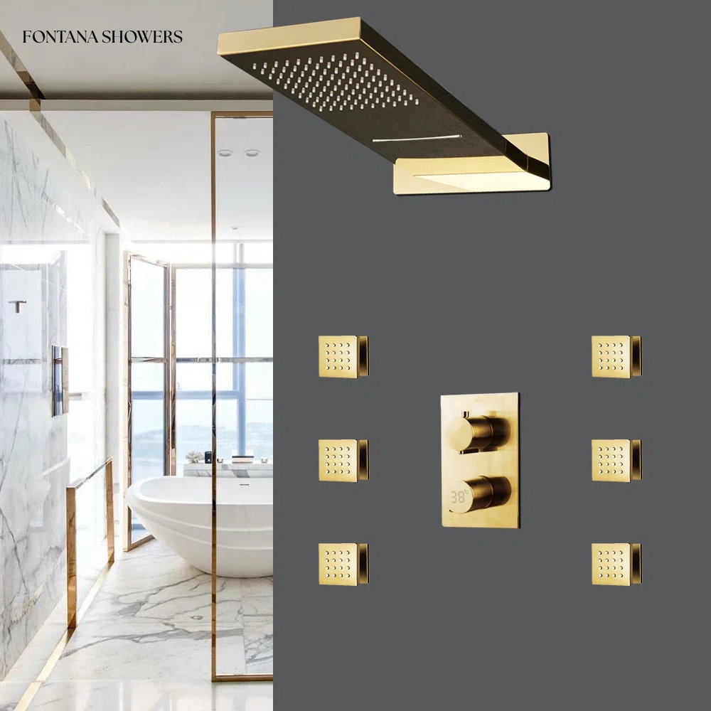 FontanaShowers Avellino 22 Digital Wall Mount Waterfall Rainfall Shower ...