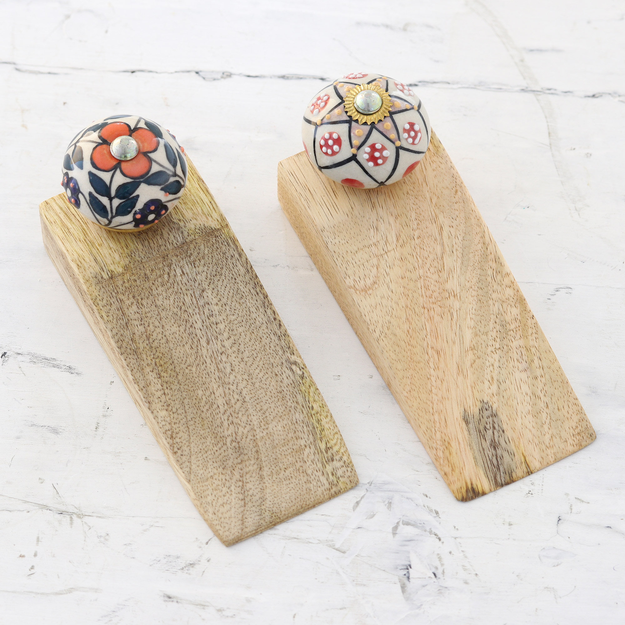 Bungalow Rose Felizitas Handmade Heavenly Blossoms Wood Door Stoppers ...