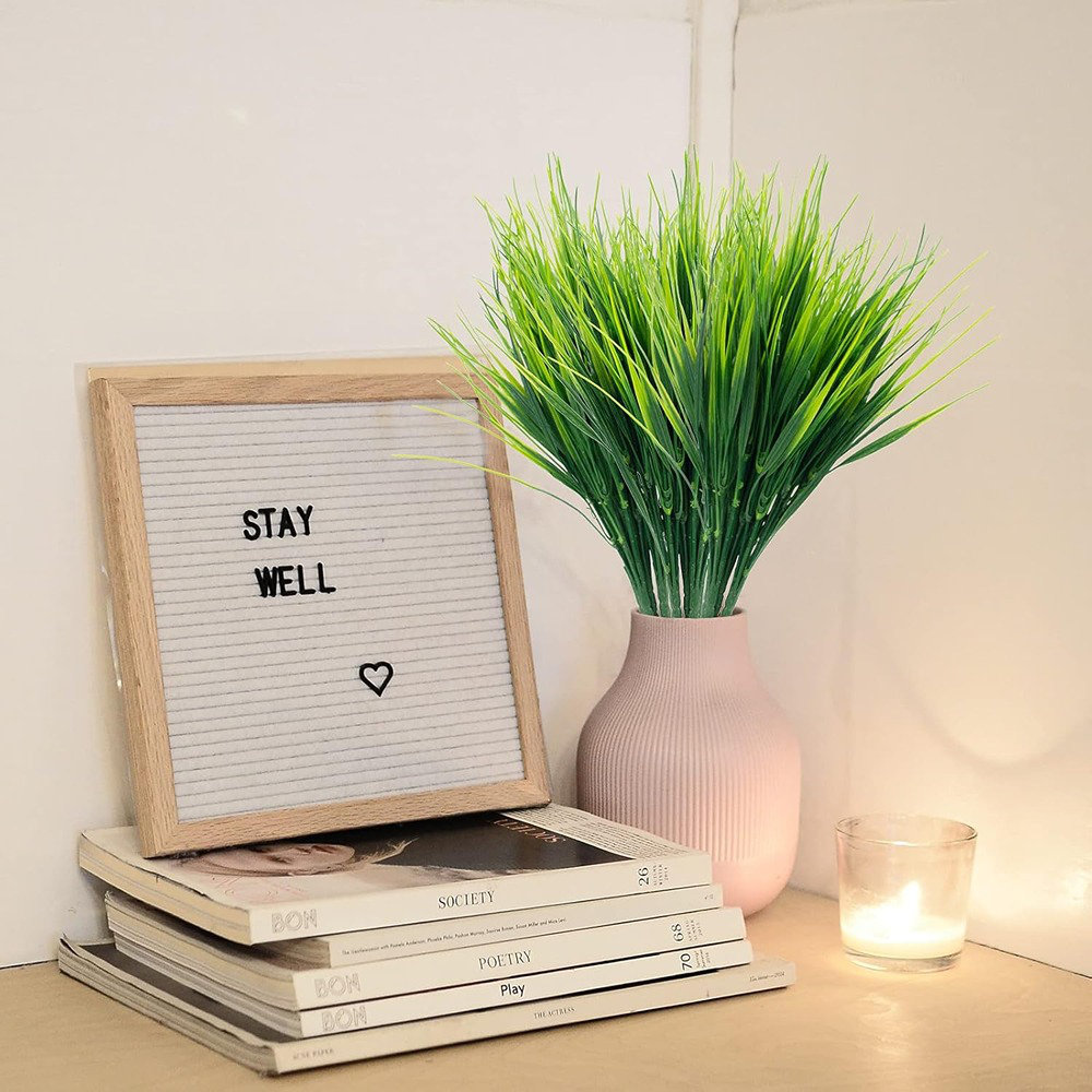 Primrue 22 Bundles Artificial Wheat Grass Fake Plants Outdoor UV ...