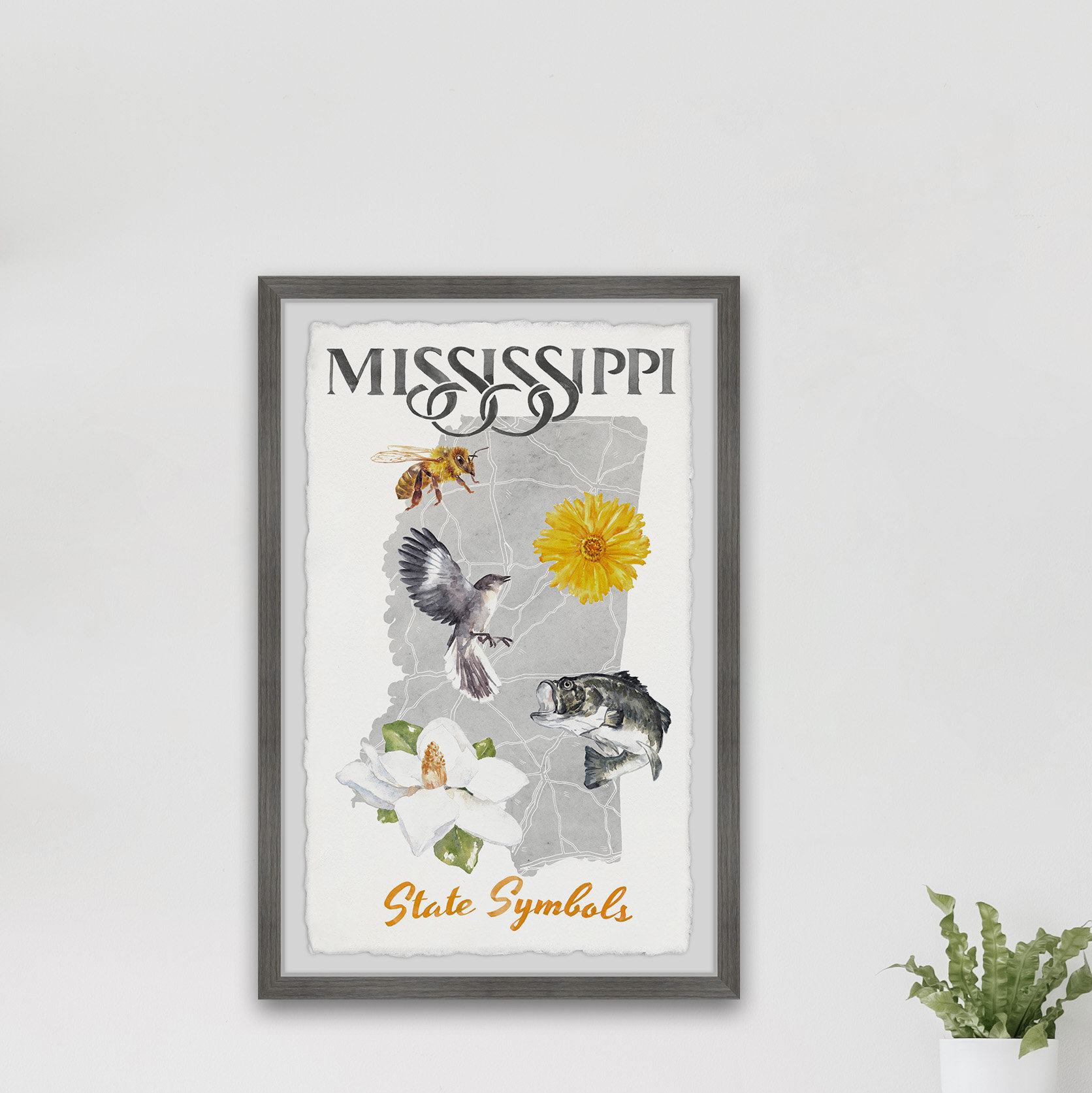 Trinx Mississippi State Symbols by Marmont Hill - Picture Frame Print ...