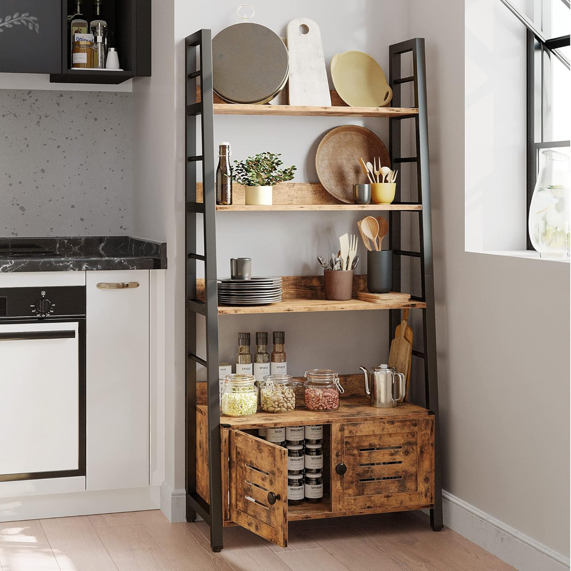 17 Stories 3-layer open bookcase with cabinets | Wayfair