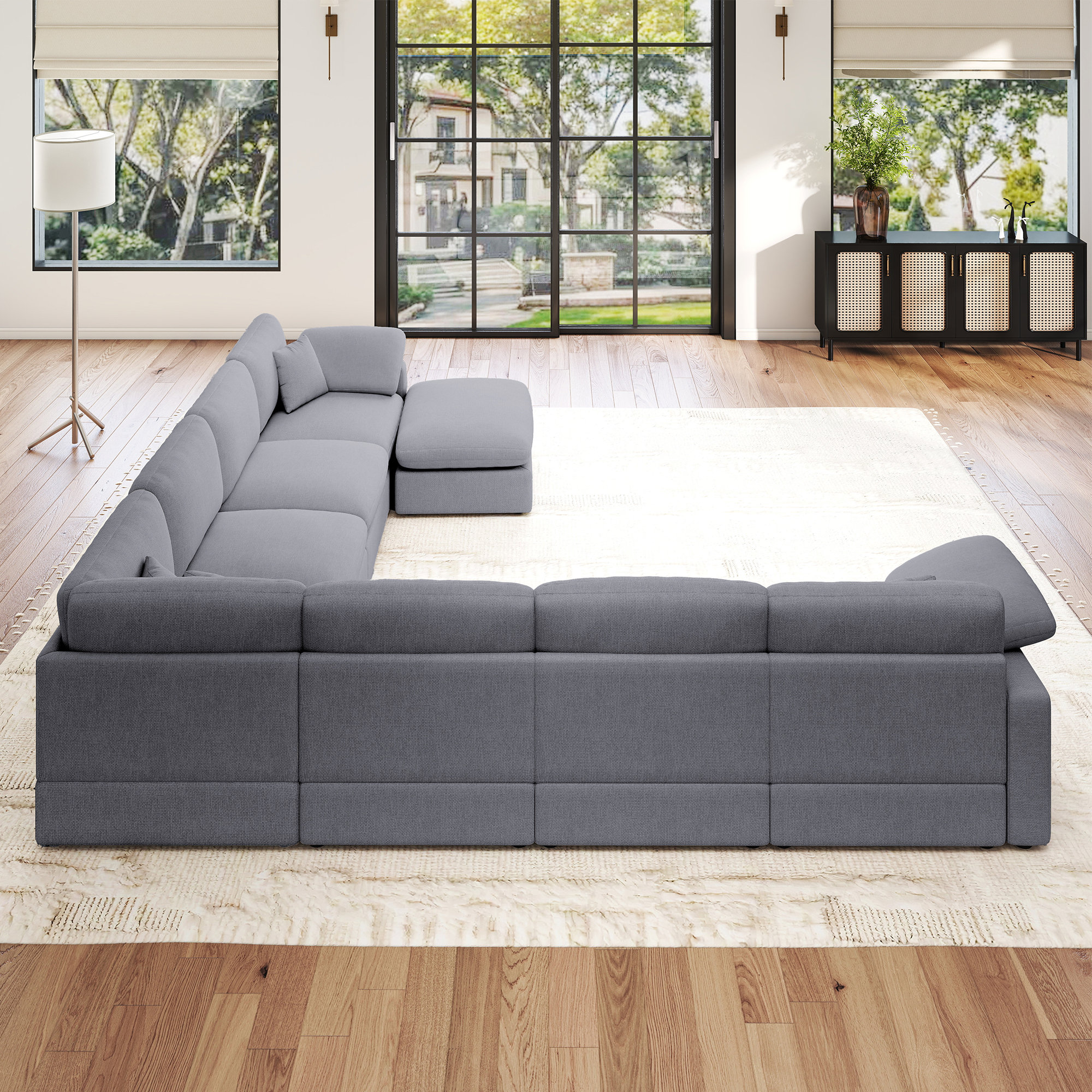 Latitude Run® 8 piece 152" Extra Deep Sectional Sofa Modern L-Shaped ...