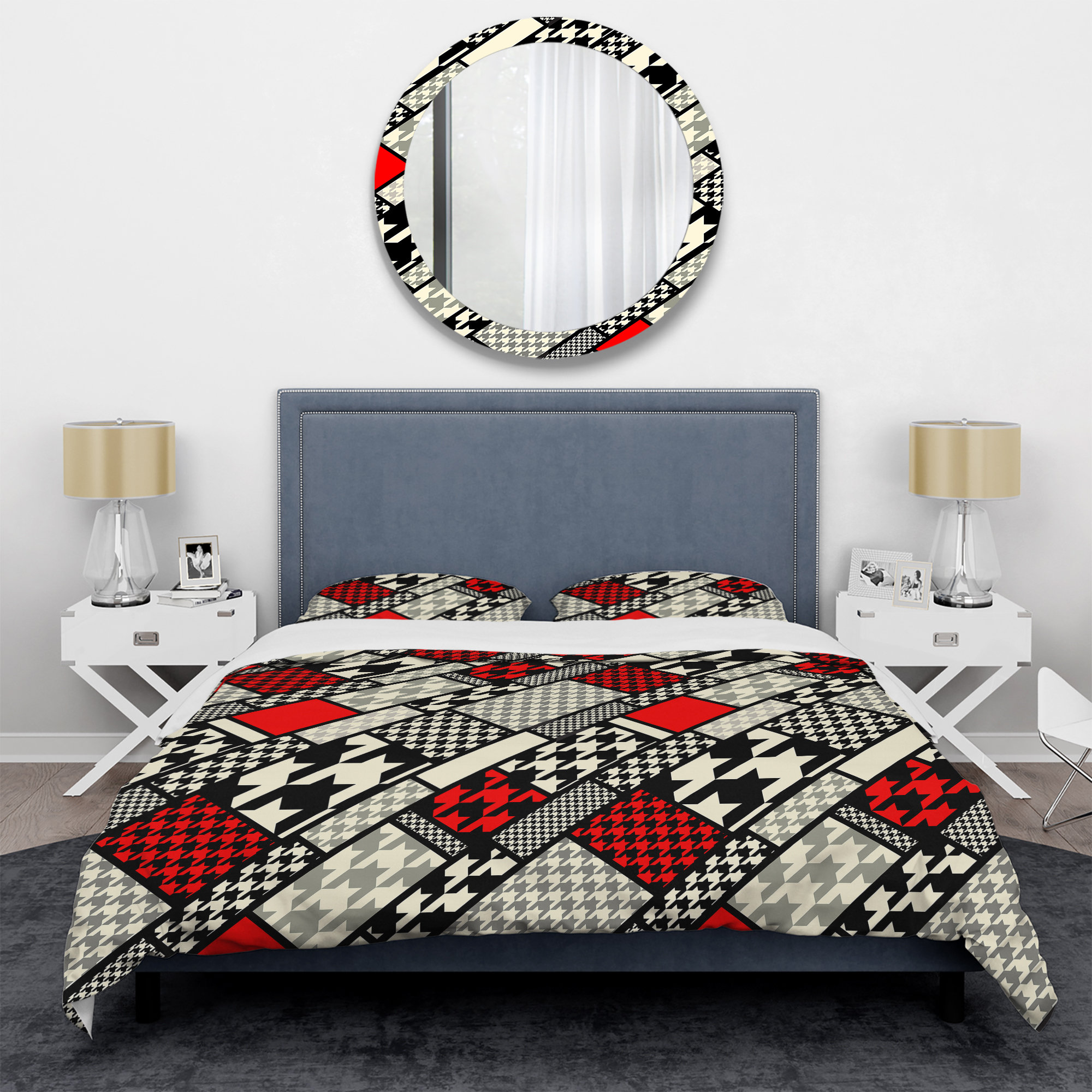 Design Art Red And Black Patchwork - Patterned Duvet Cover Set ...