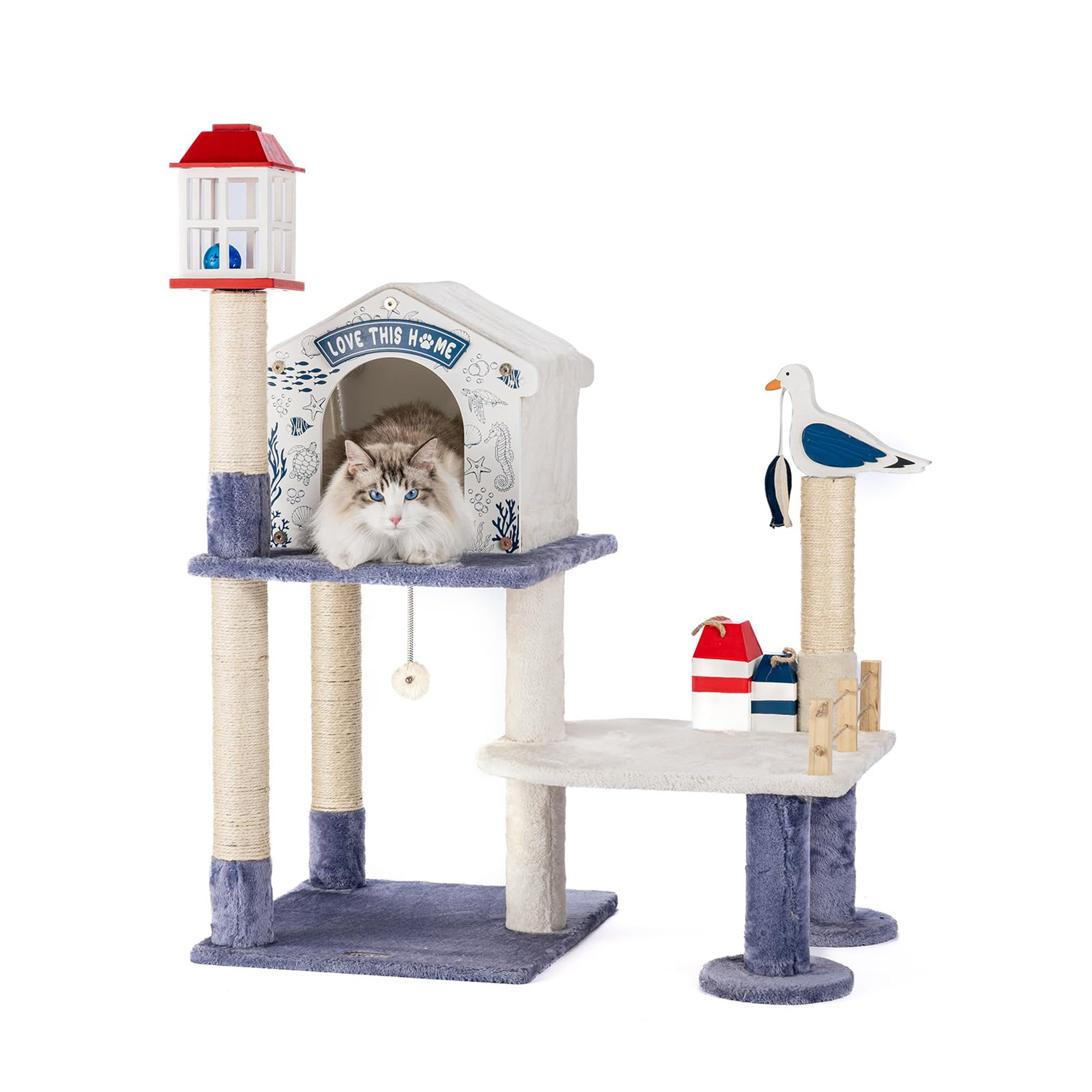 Hokku Designs Ocean Lighthouse Cat Tree Tower Condo | Wayfair