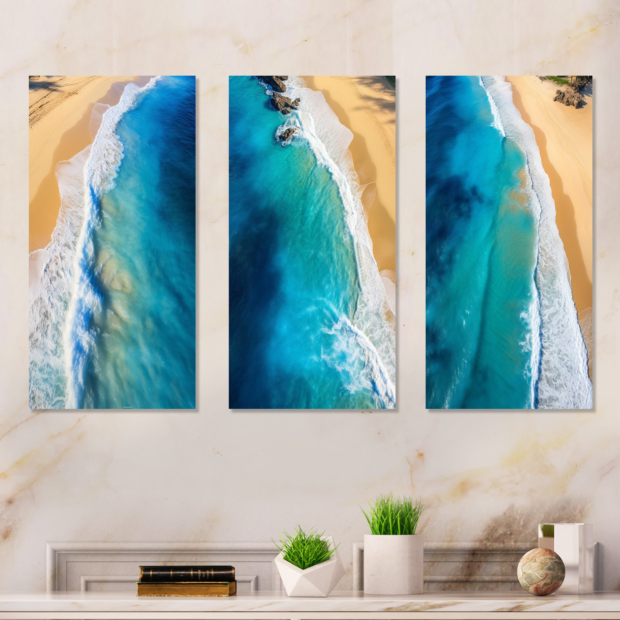 Dovecove Blue Waves Aerial Beach Escape I - Coastal Beach Wall Decor ...