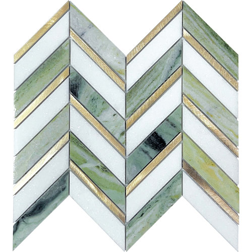 Belluno Designs Stella 1" x 3" Chevron Metal Marble Mosaic Wall Tile ...