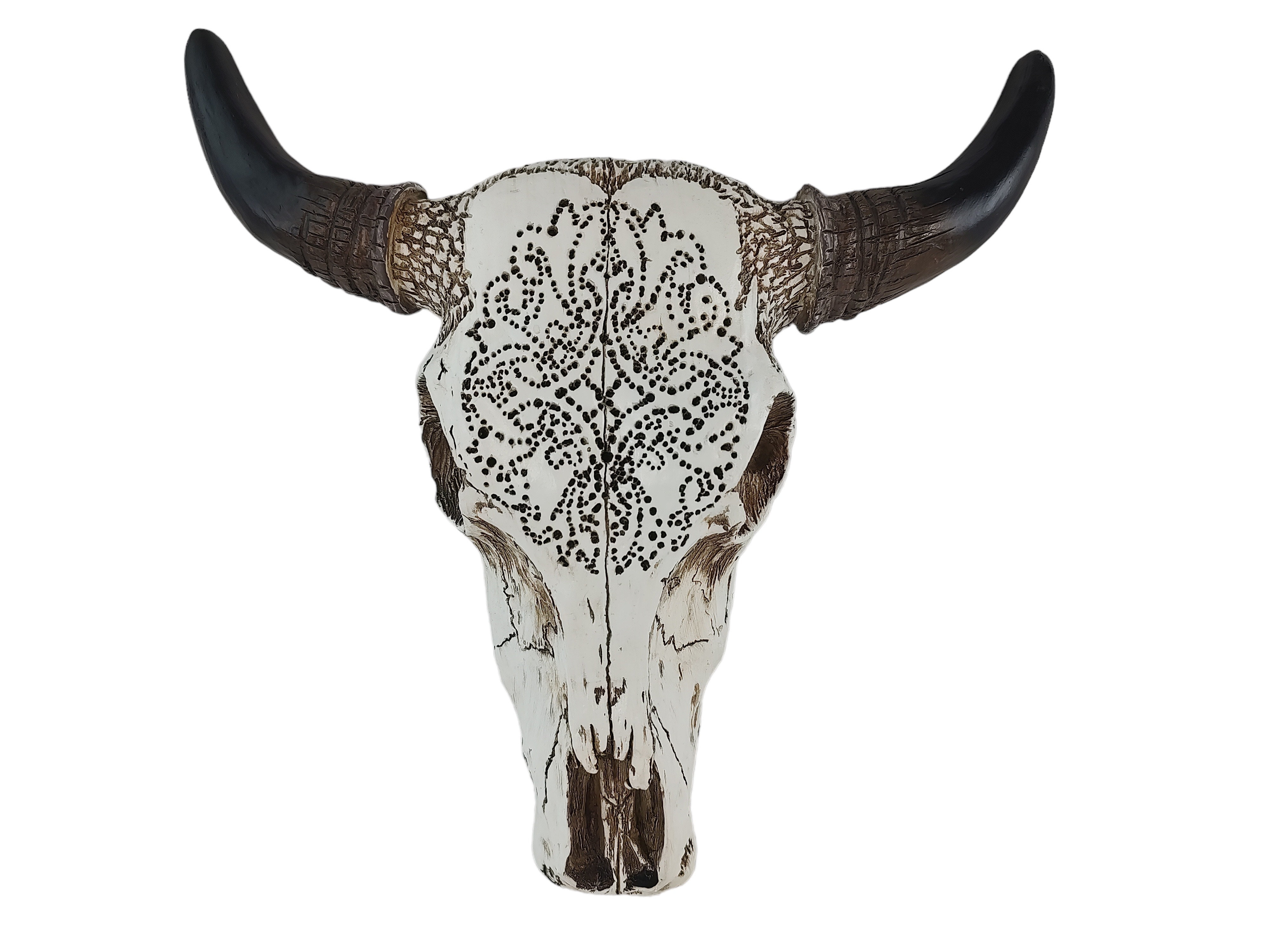Union Rustic Decorative Distressed Western Tooled Cow Bull Skull with ...