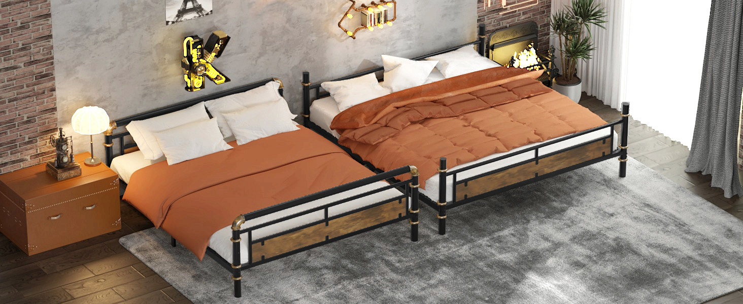 Mason & Marbles Metal Bunk Bed, Industrial Detachable Bunkbeds With ...