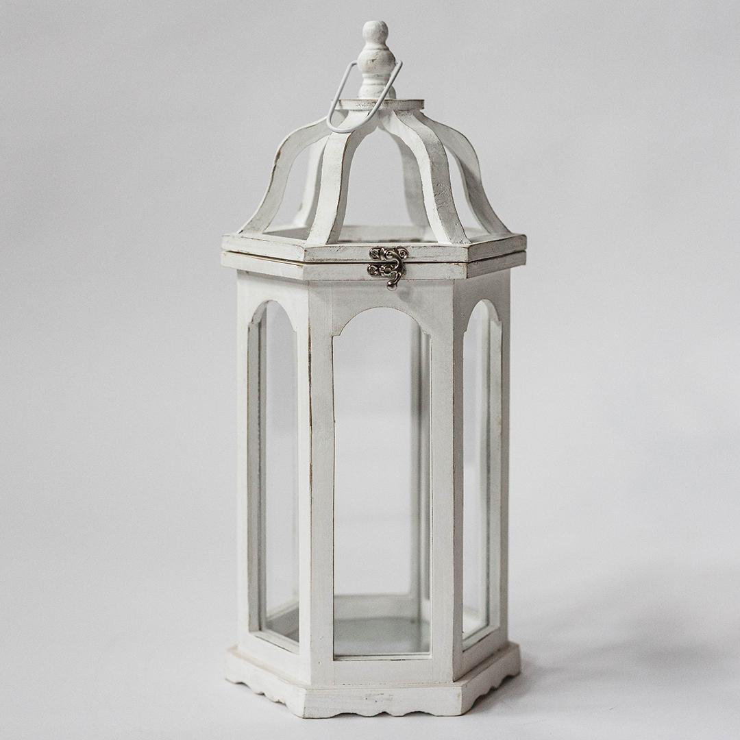 Ophelia & Co. Wooden Hexagon Shape With Glass Walls Lantern | Wayfair