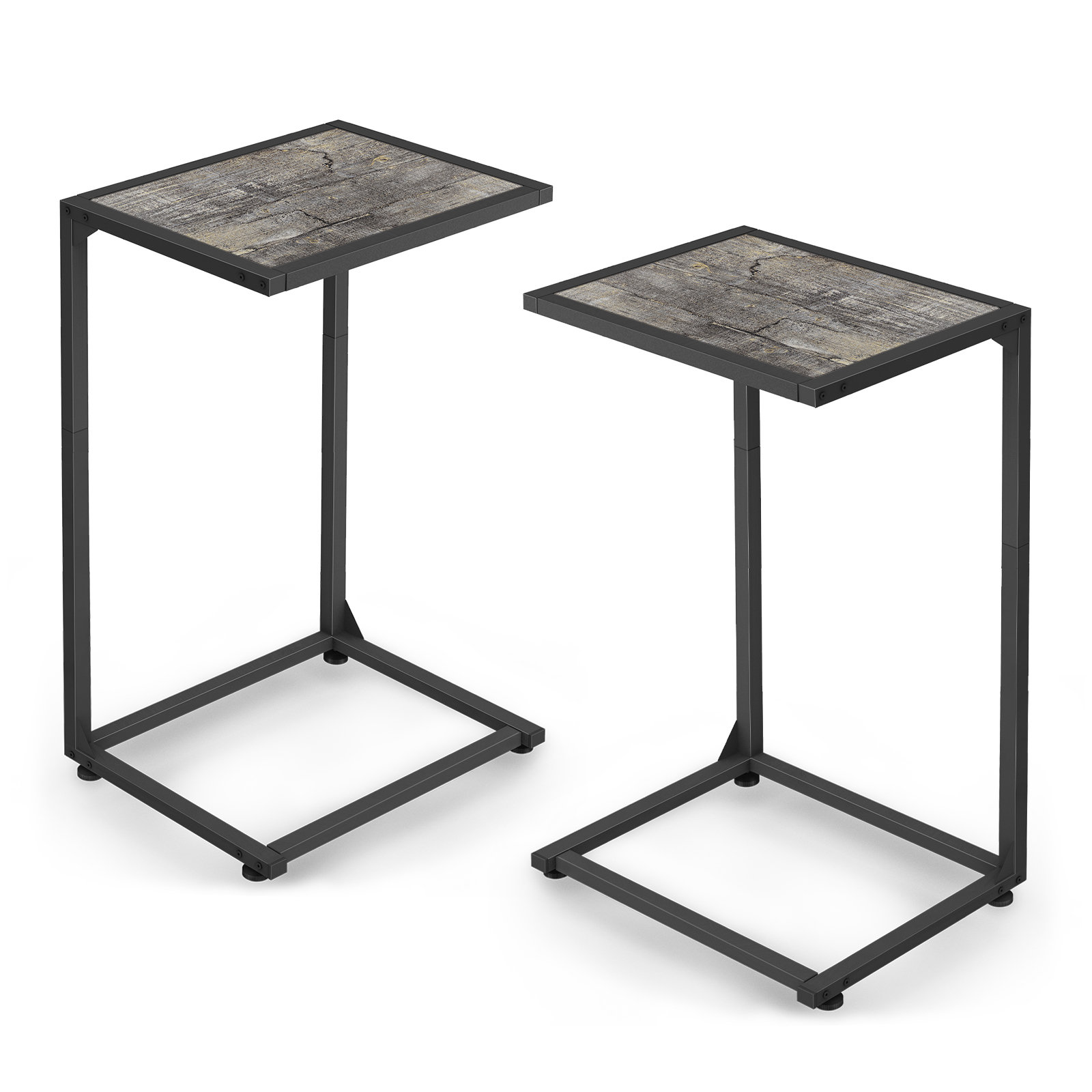 17 Stories 2 - Pack Dark Gray Horizontal C - Shaped Side Table ...