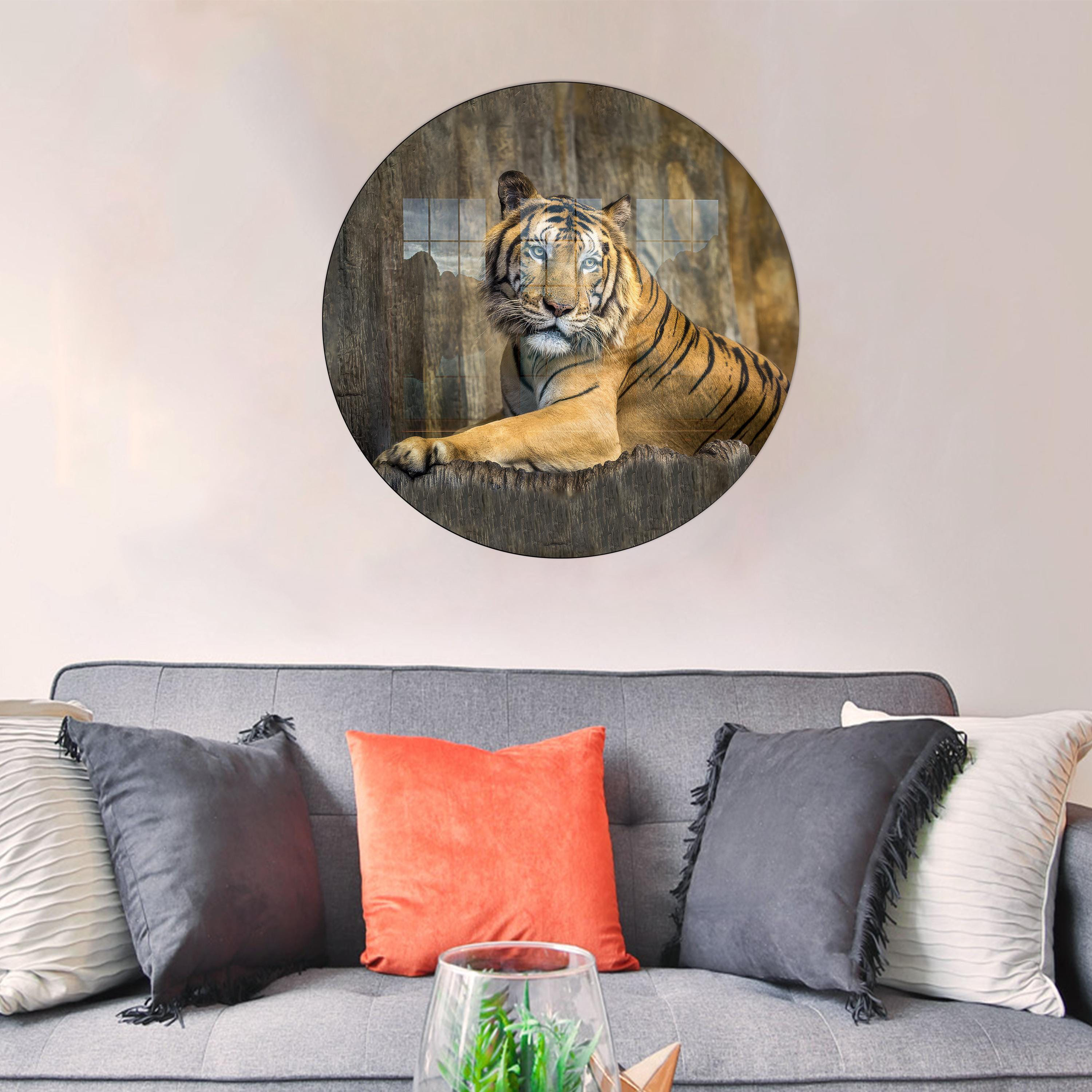 Hokku Designs Stunning Loft Tiger Art on Tempered Glass Perfect for ...
