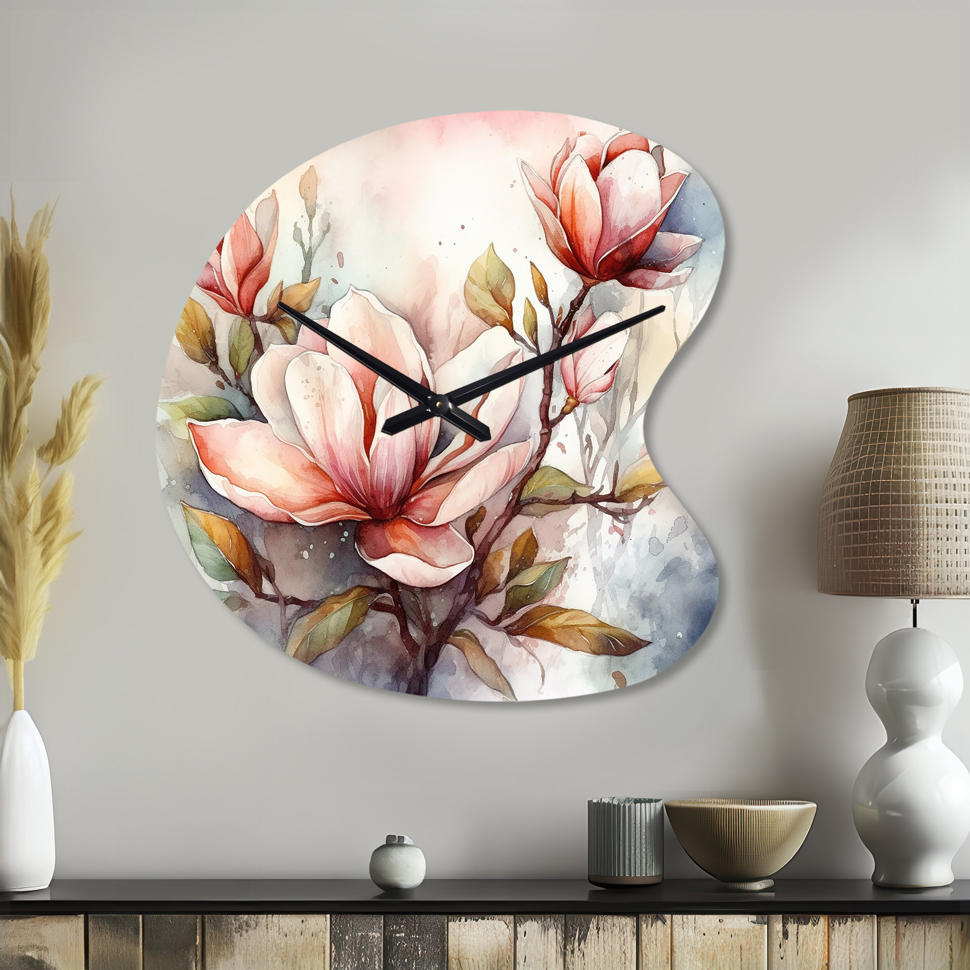 Design Art Red Magnolia Symphony - Magnolias Unique Shape Metal Wall ...