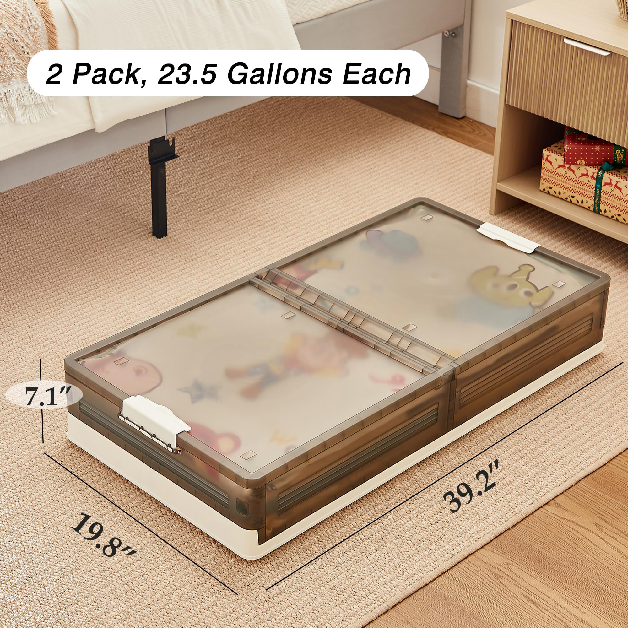 Rebrilliant Under Bed Storage With Wheels, 2 Pack Stackable Under Bed ...