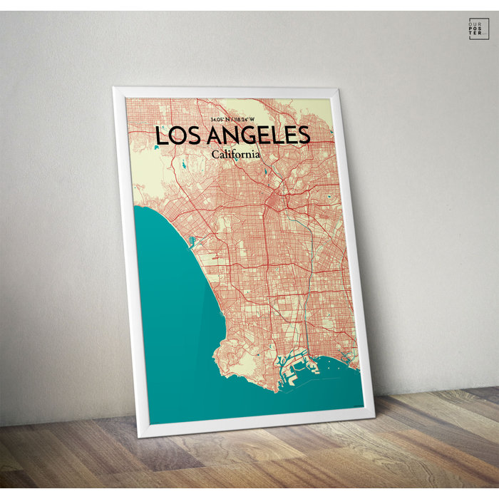 OurPoster.com 'Los Angeles City Map' Graphic Art Print Poster in ...