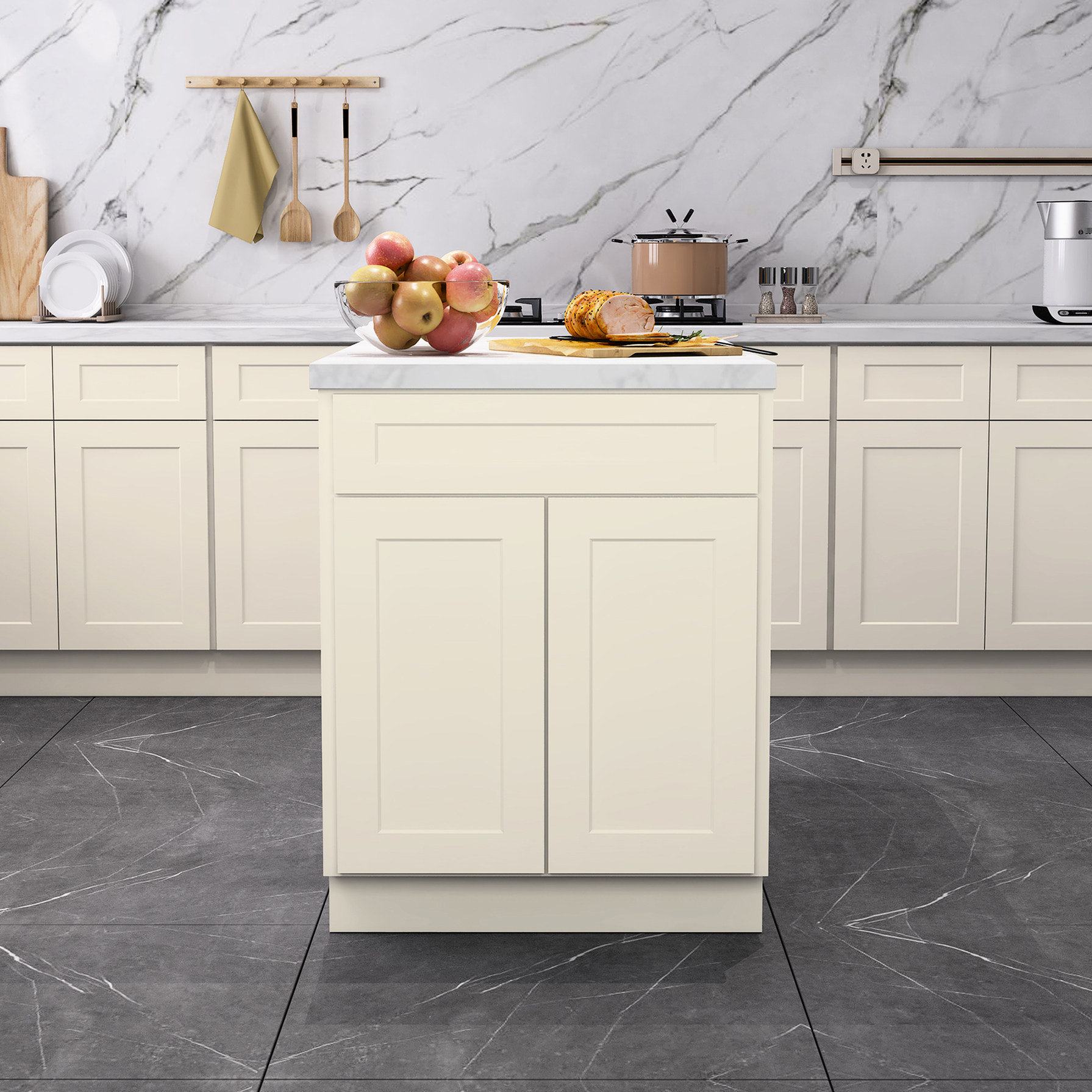 Latitude Run® 27" W Antique White Base Cabinet For Kitchen, Ready To ...