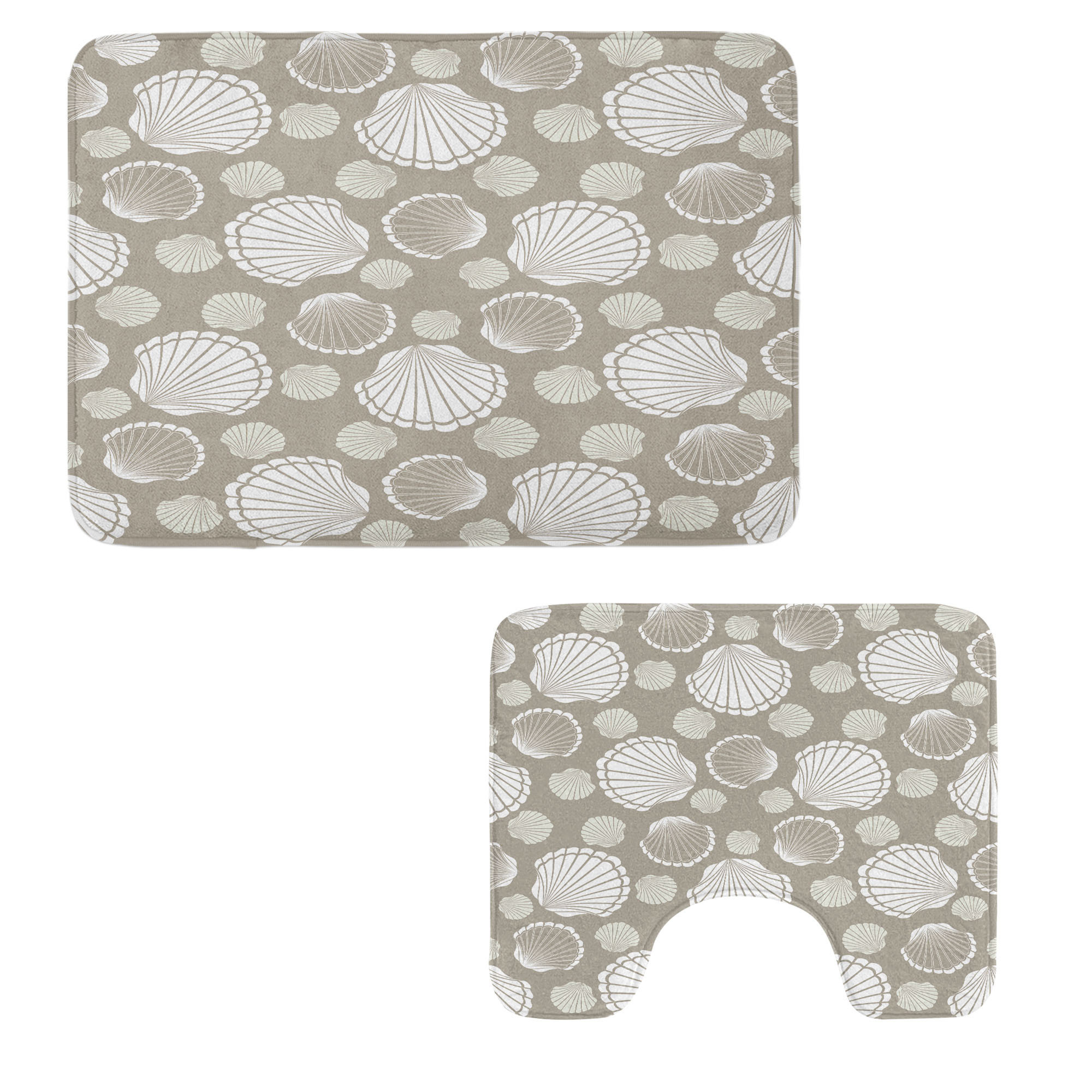 East Urban Home Seashells Bathroom Rug Set 2 Pieces Rectangle & Contour ...