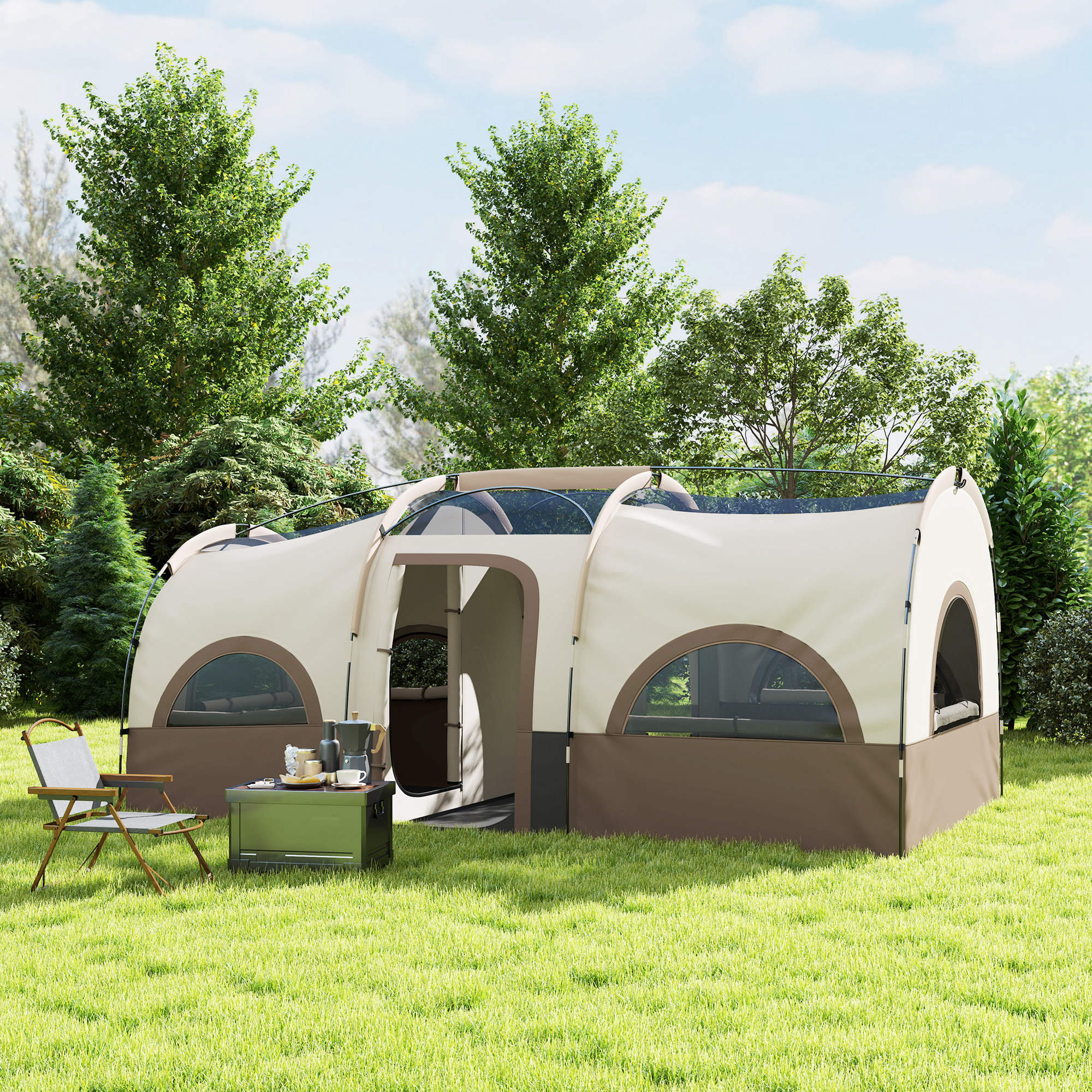 Outsunny 4-6 Person Camping Tent, 3000mm Waterproof and UPF30 ...