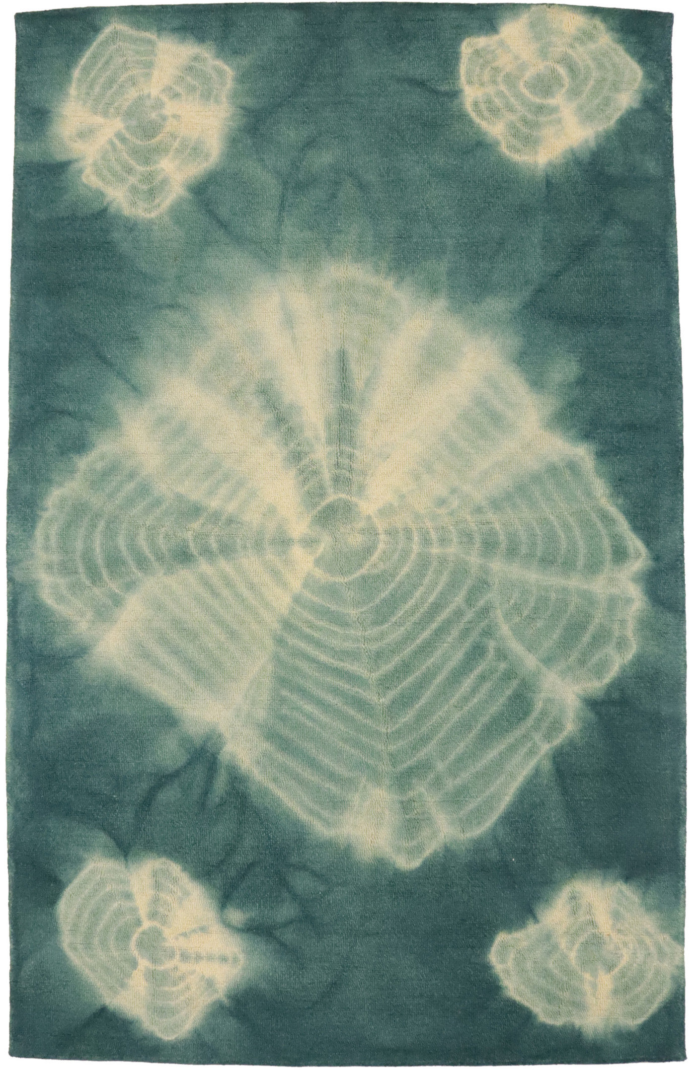 Bungalow Rose Miciah Teal Tie-Dye 5X8 Hand-Tufted Modern Rug | Wayfair