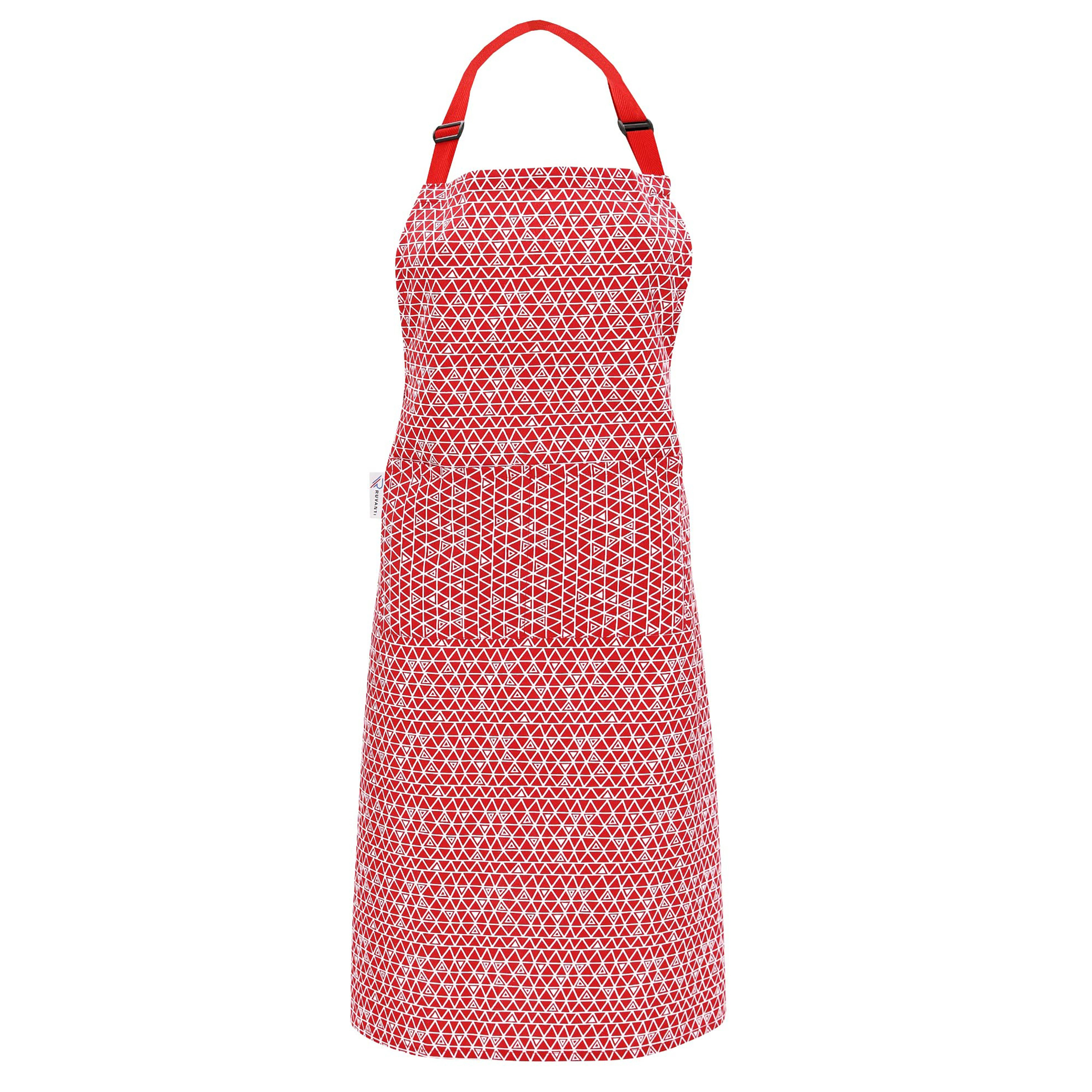 Ruvanti 100% Cotton Kitchen Aprons, Extra Large Adjustable Bib Aprons ...