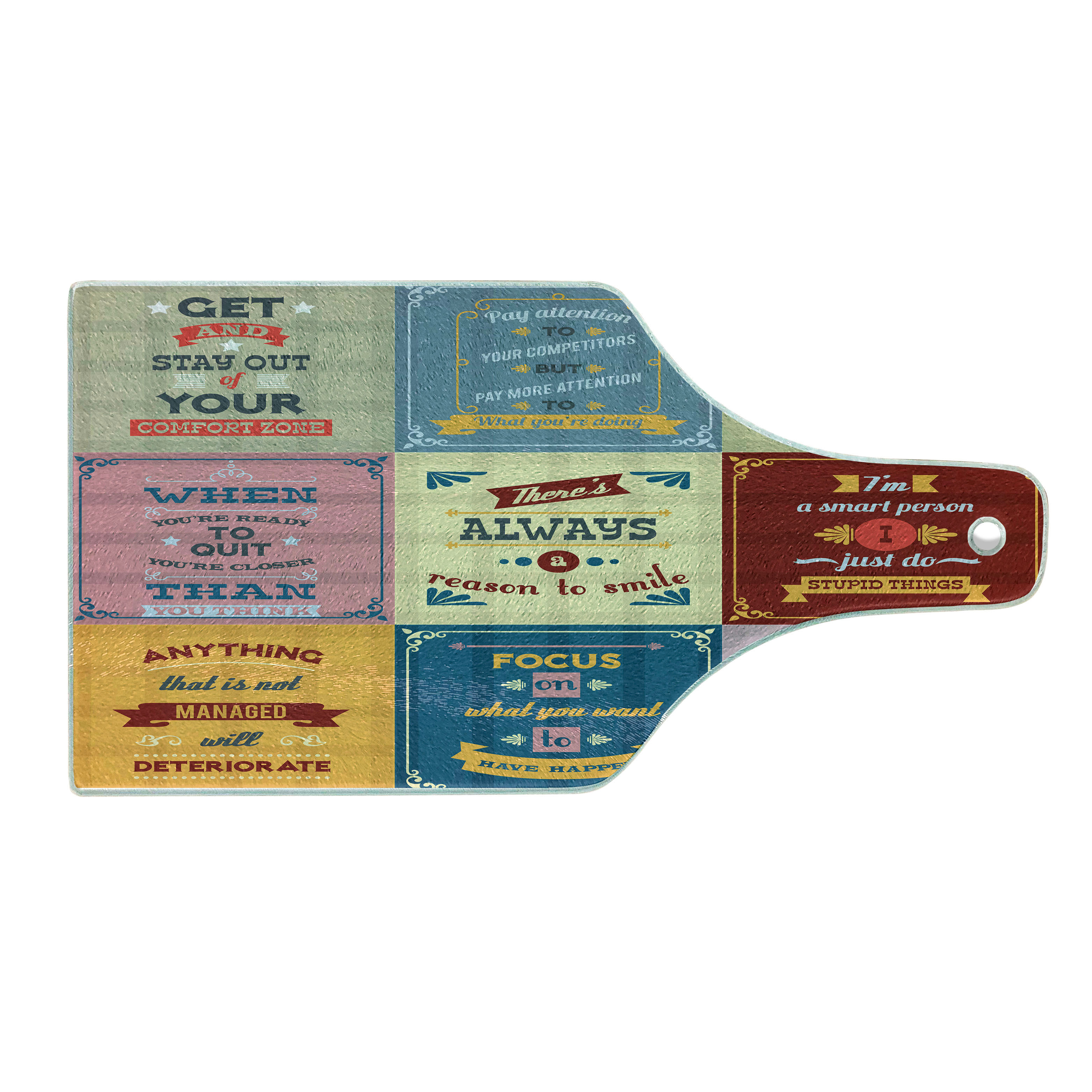 Ambesonne Saying Tempered Glass Cutting Board Positive Vibes Theme ...