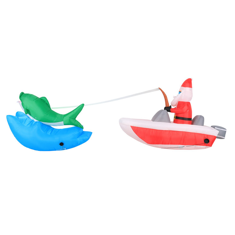 AirFlowz 14'' INFLATABLE BOAT FISHING SANTA WITH SWIRLING LIGHTS ...