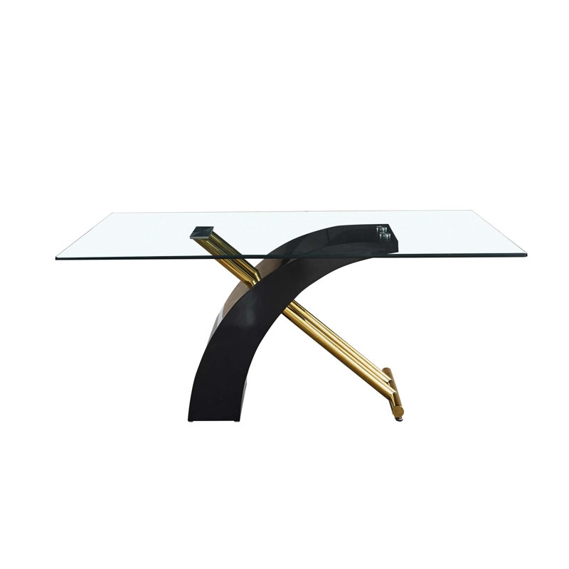 Mercer41 Rectangular Glass Top Dining Table, Modern Design for Home ...
