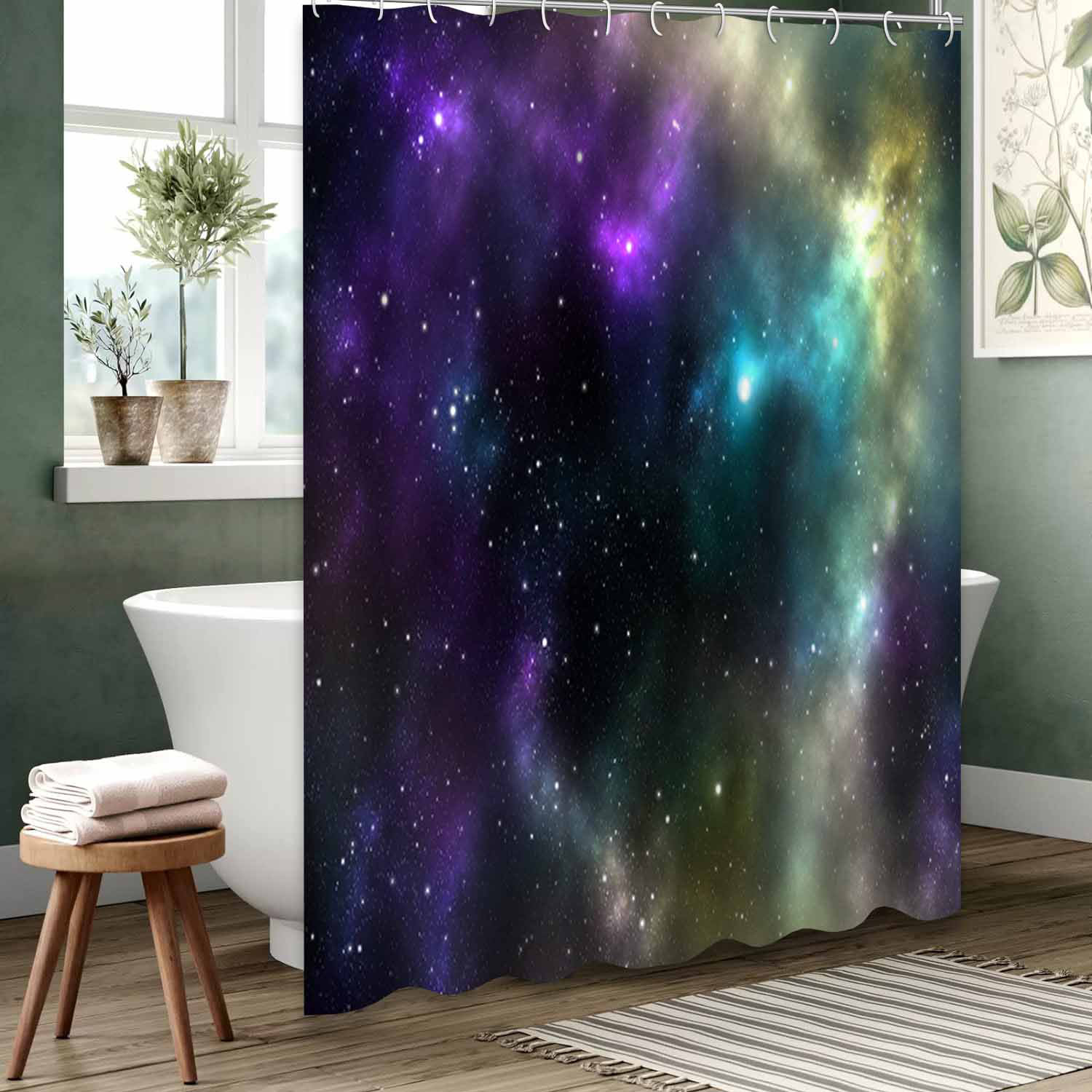 East Urban Home ??Galaxy Nebula Shower Curtain with 12 Hooks - Space ...