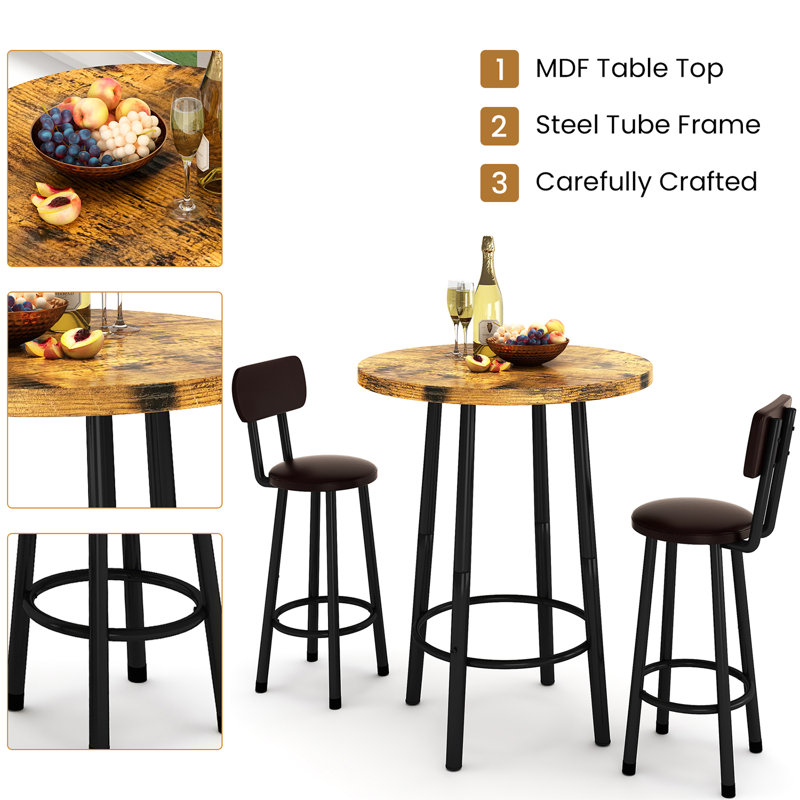 Millwood Pines Akillies 3 - Piece Dining Set & Reviews | Wayfair