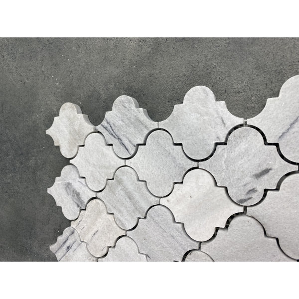 Miletos Stone Collection 3" x 3" Marble Arabesque Mosaic Wall & Floor ...