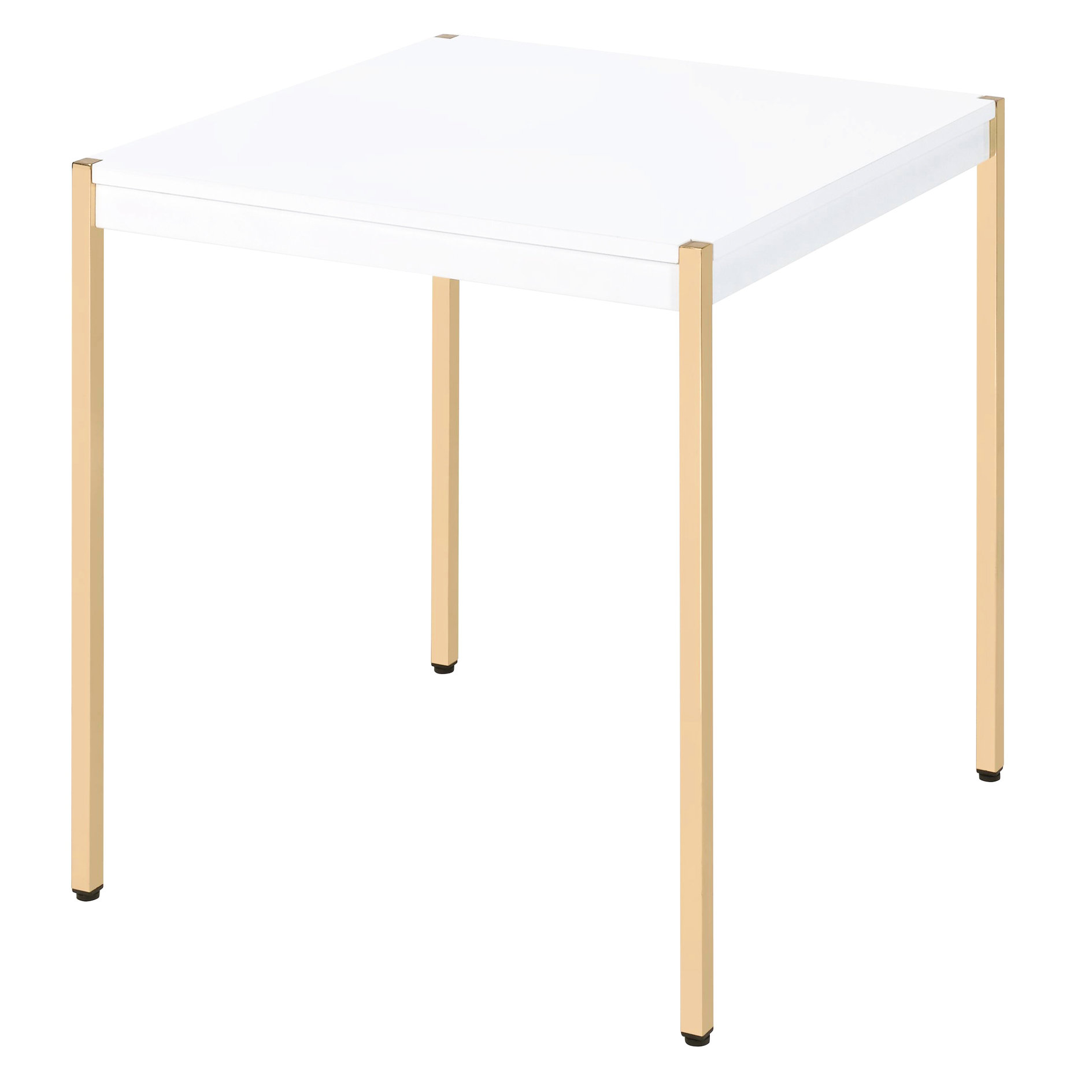 Latitude Run® Exquisite White And Gold Square End Table, 24.5in Height ...