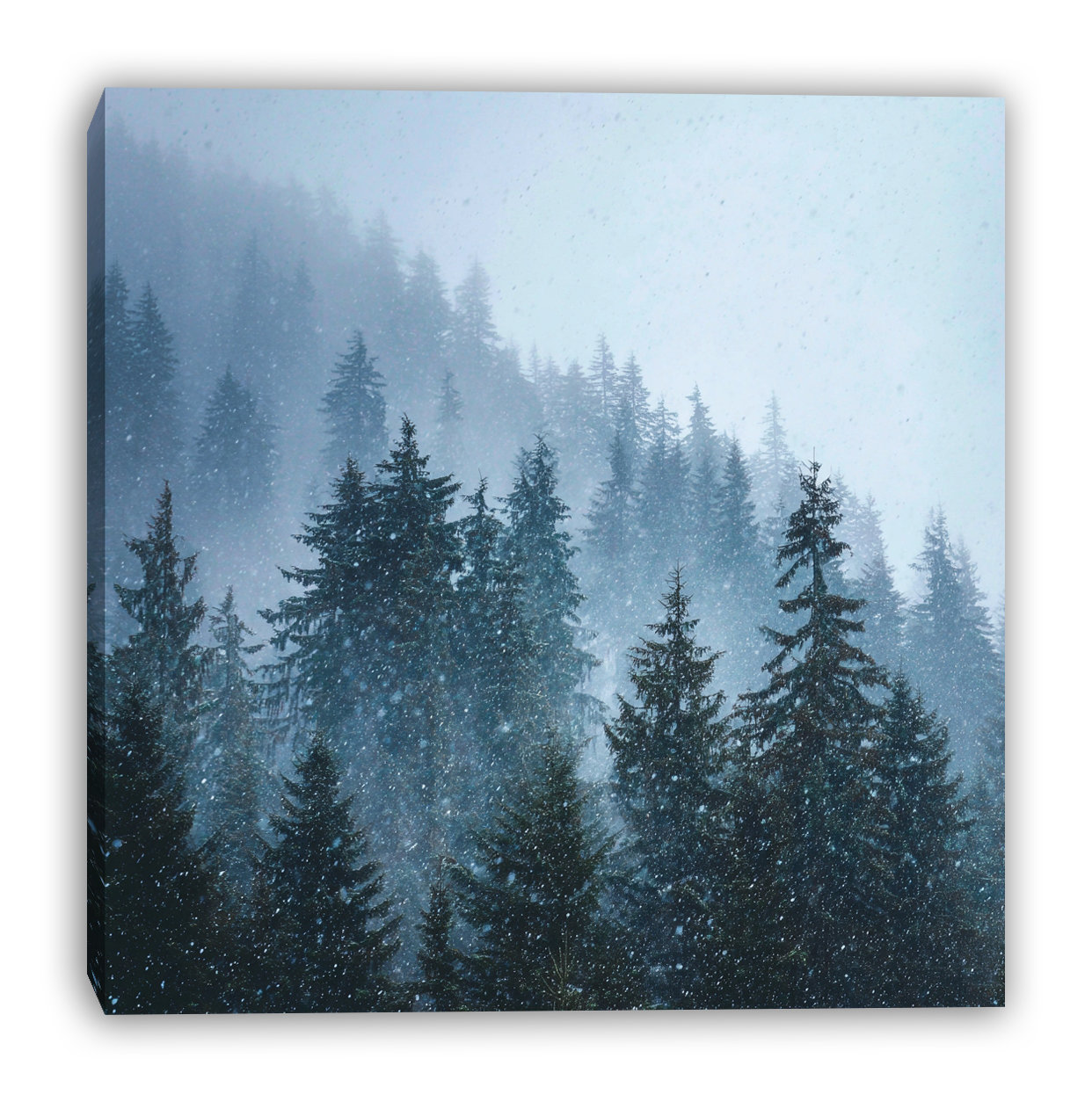 Latitude Run® Snowfall Over Evergreen Hills Wrapped Canvas Wall Art ...