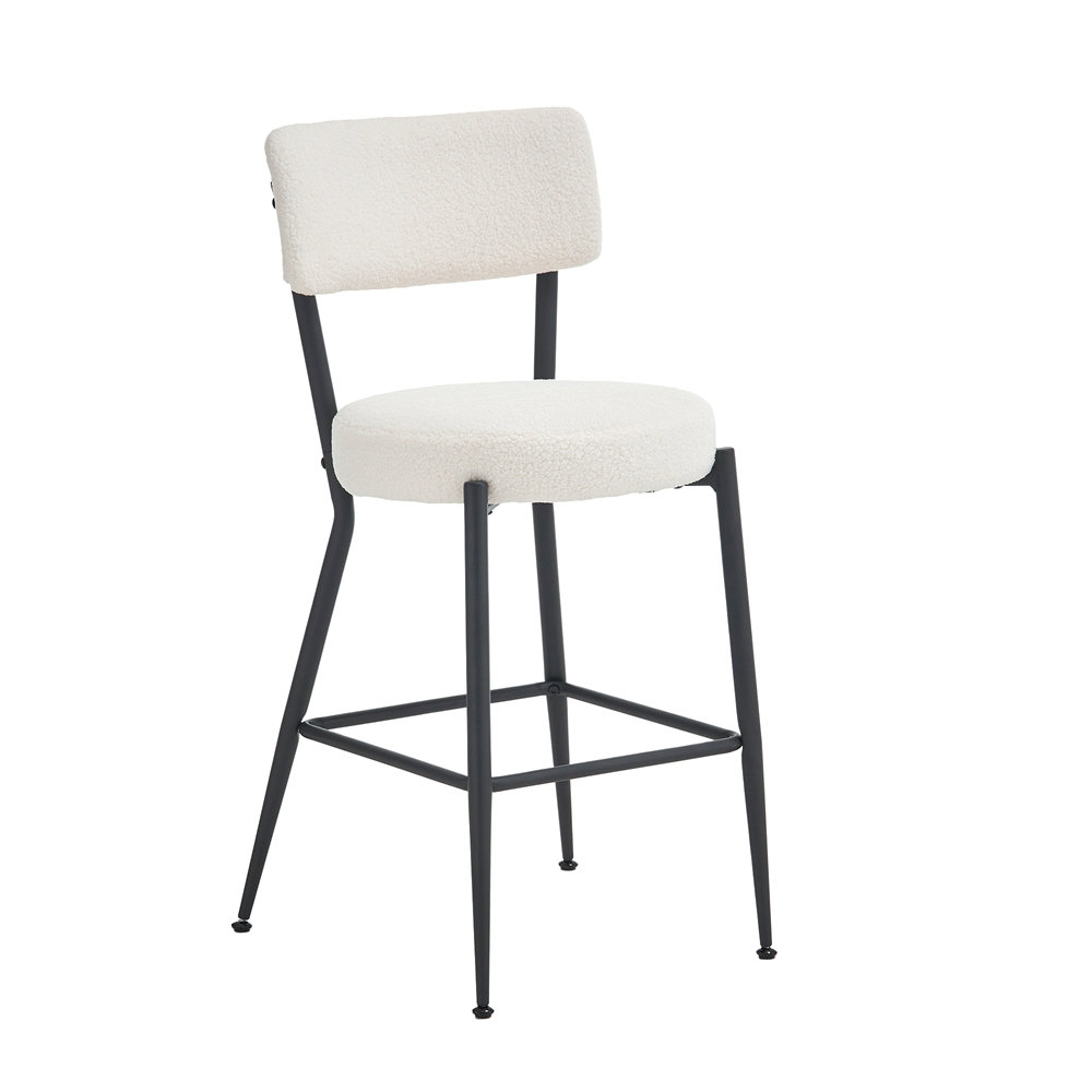 George Oliver Set Of 2 Modern Teddy Fabric Upholstered Bar Stools ...