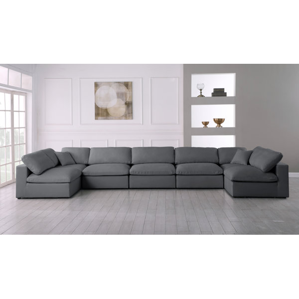 Latitude Run® Canapé modulaire de coin modulaire réversible en lin ...