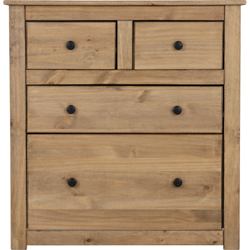 Union Rustic Tetteh 4 Drawer 80 cm W Solid Wood Chest of Drawers ...