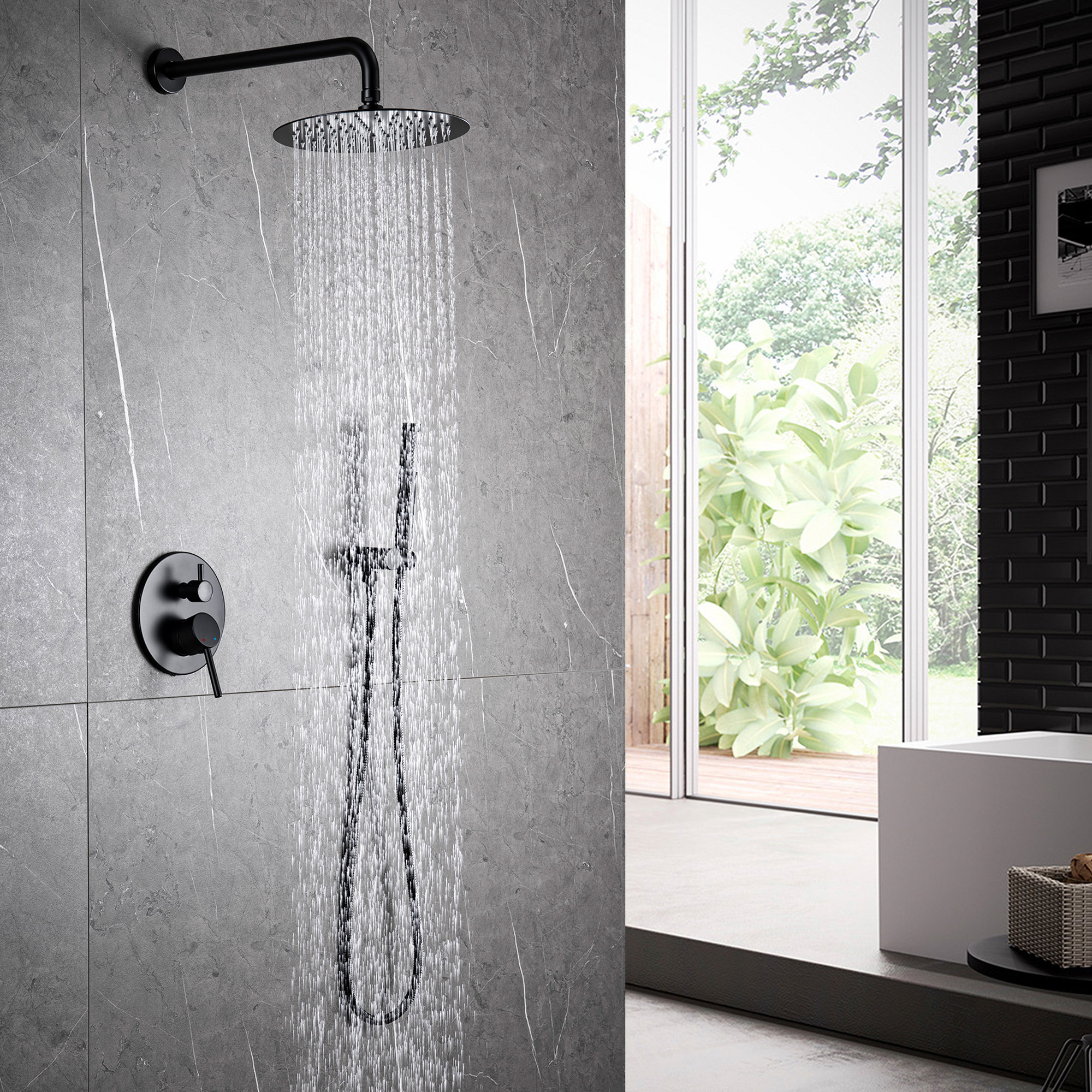 MODLAND Double Handle Concealed Bathroom Complete Shower System with ...