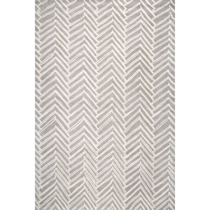Corrigan Studio® Laub Chevron Handmade Tufted Wool Beige/Gray Area Rug ...