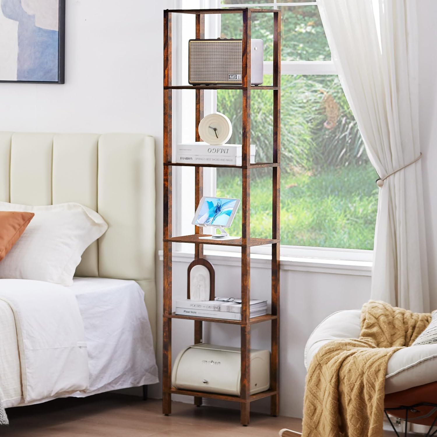 Millwood Pines 6-Tier Small Narrow Bookcase, Skinny Book Shelf For ...
