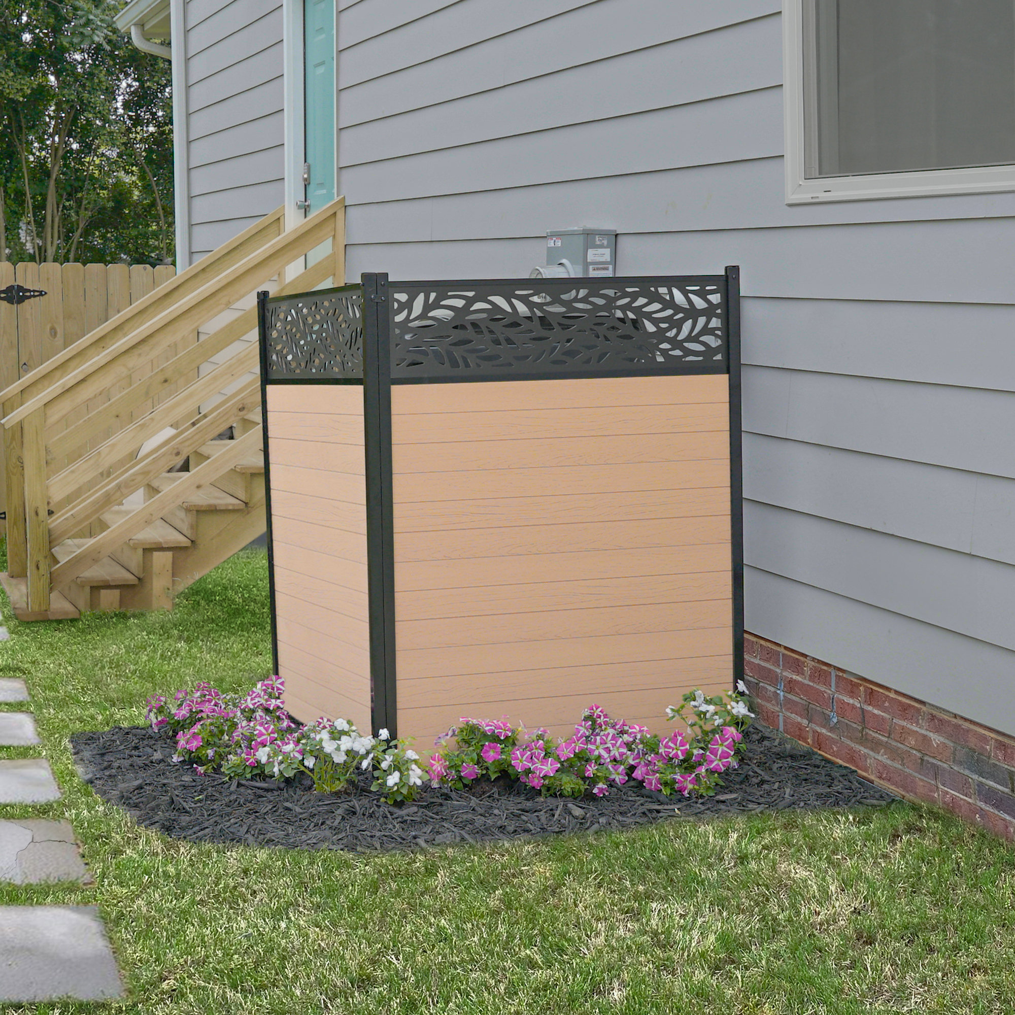 Enclo 4 ft. H x 3 ft. W Nappa Lasercut WoodTek Vinyl Privacy Screen Kit ...