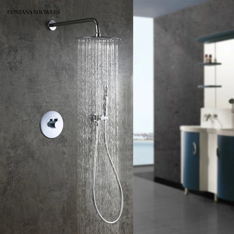 FontanaShowers 2 Way Function Valve Shower Set with Round Shower Head ...