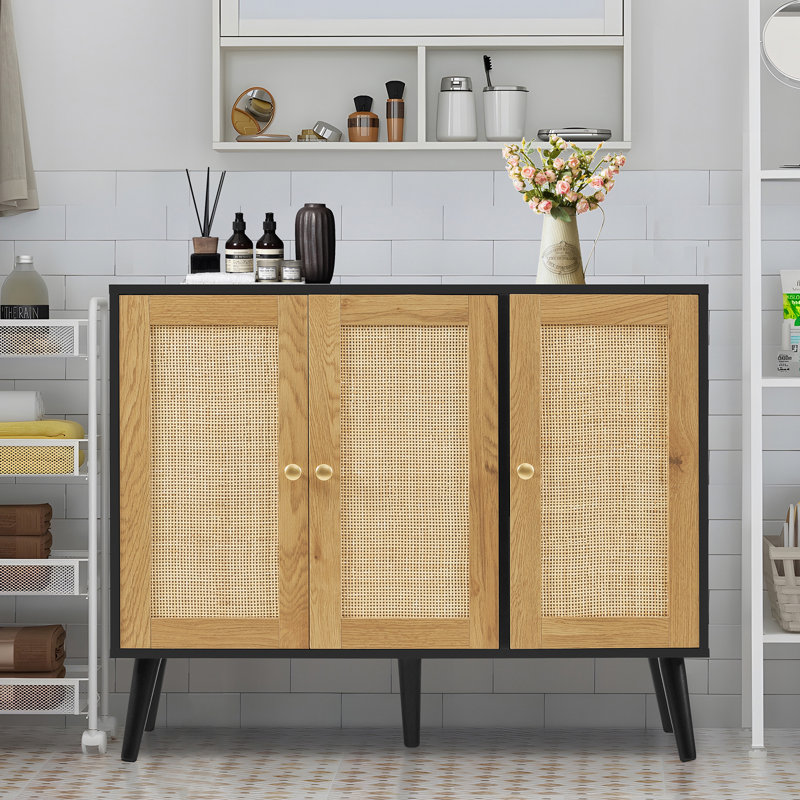 Bay Isle Home Sherick Boho Storage Cabinet with 3 Rattan Doors & 3 ...