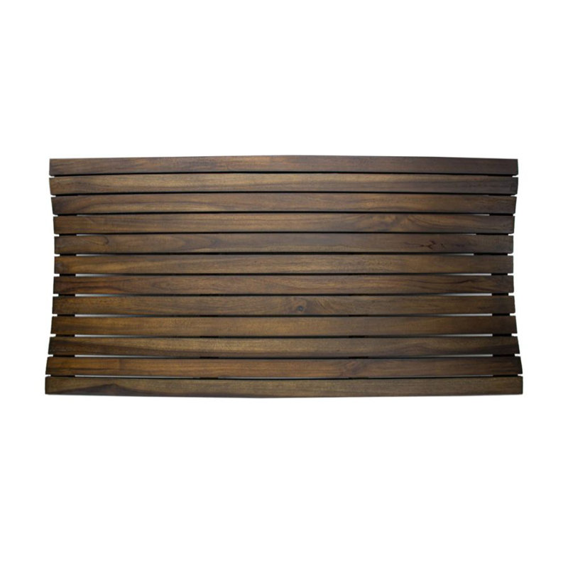 Symple Stuff Deonta 40" Dark Brown Teak Wood Bath Mat | Wayfair
