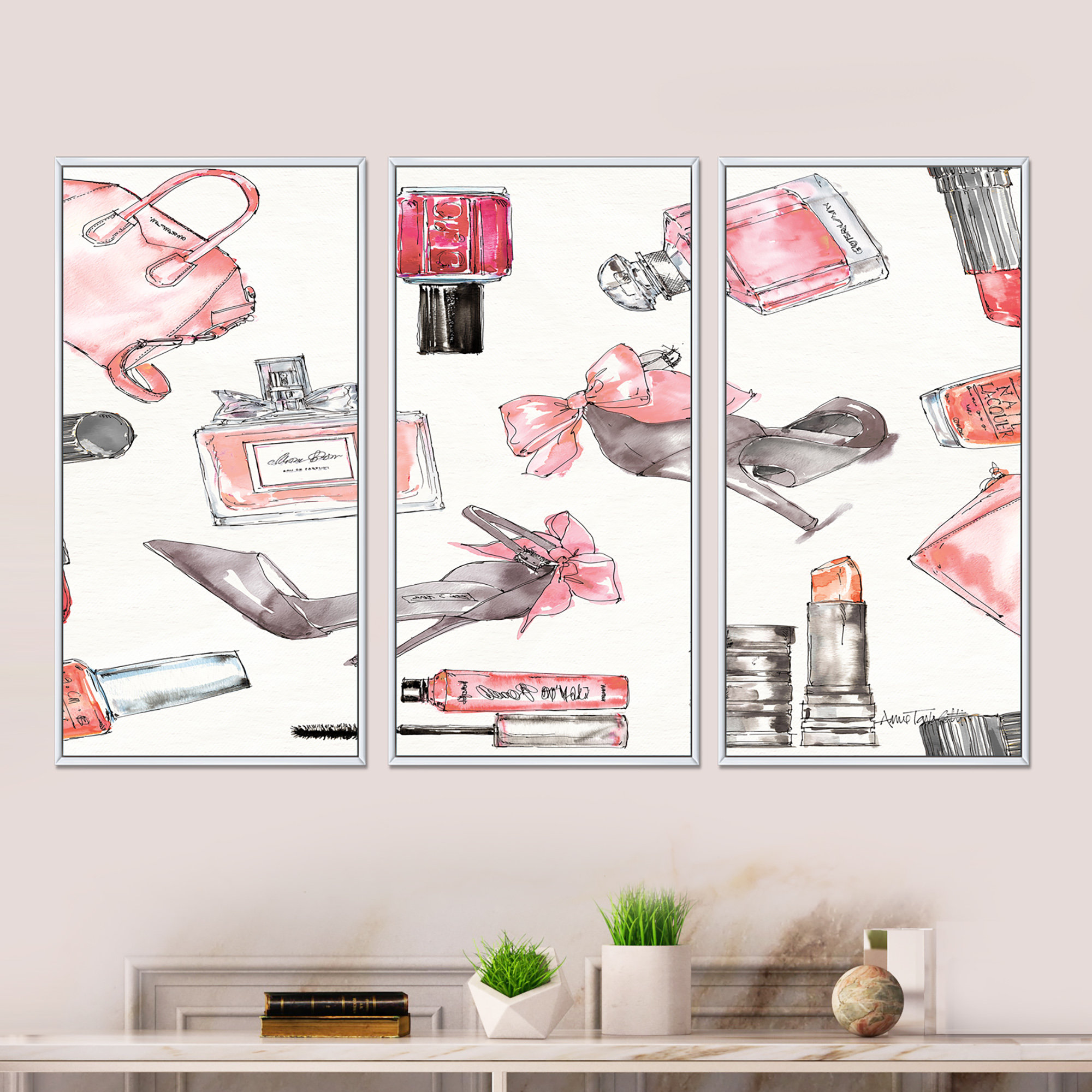 Design Art Glam Chic Accents Pattern I - Shabby Elegance Framed Canvas ...