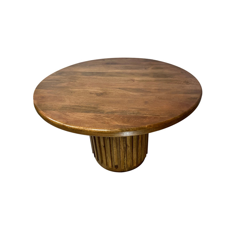 Millwood Pines Braydon Wooden Pedestal Dining Table with Carved Base ...