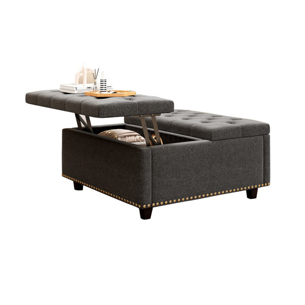 Red Barrel Studio® Large square storage stool with two storage doors ...