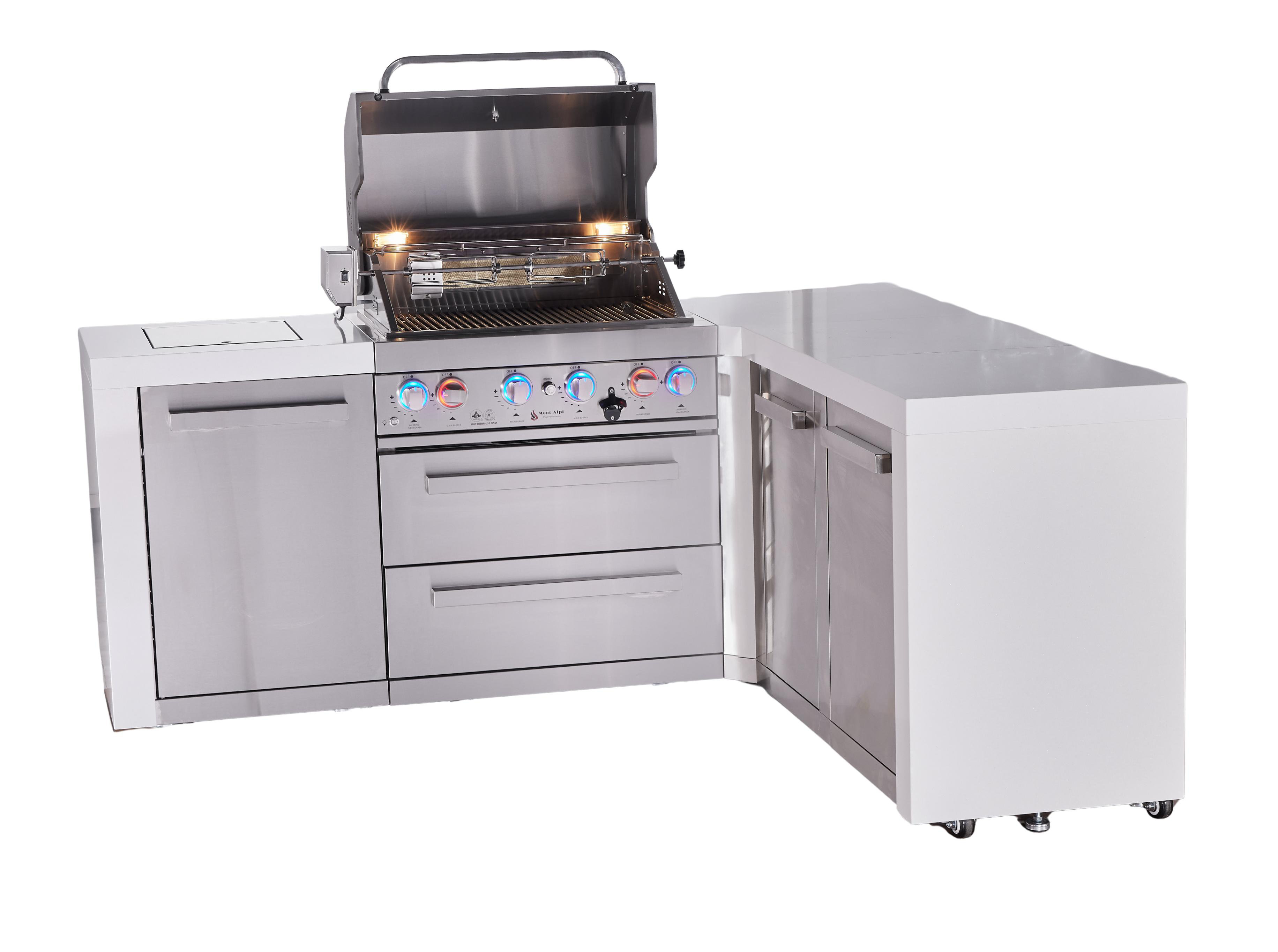 Mont Alpi Premium 4-burner 82"x75" L-shaped 400 Deluxe Stainless Steel ...