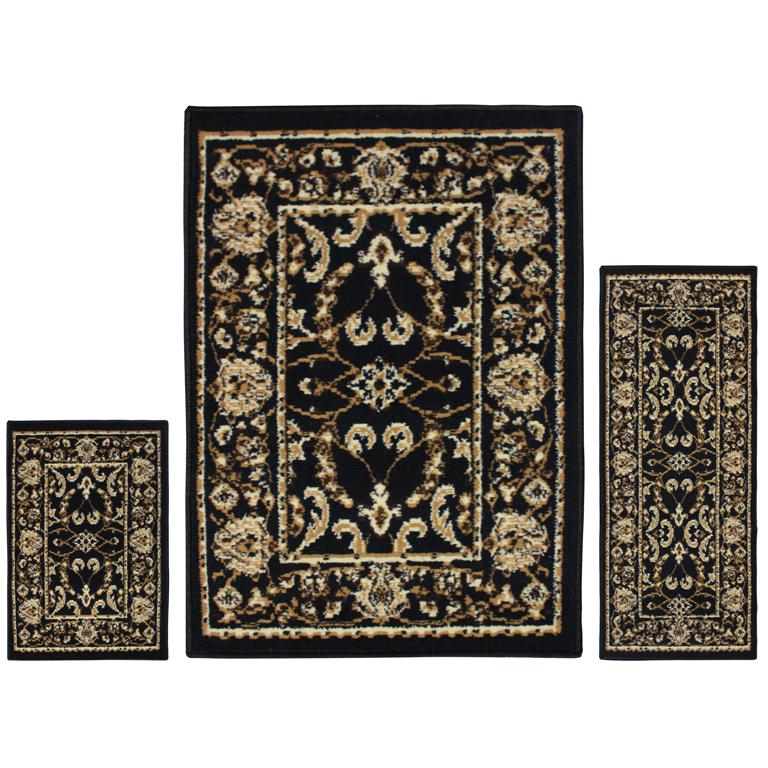 Astoria Grand Dodington Modern Floral Scroll Border 3 Piece Indoor Area ...