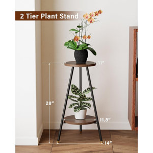 17 Stories Corner Wood 2 Tier Plant Stand ,Mid Century Modern Decor ...